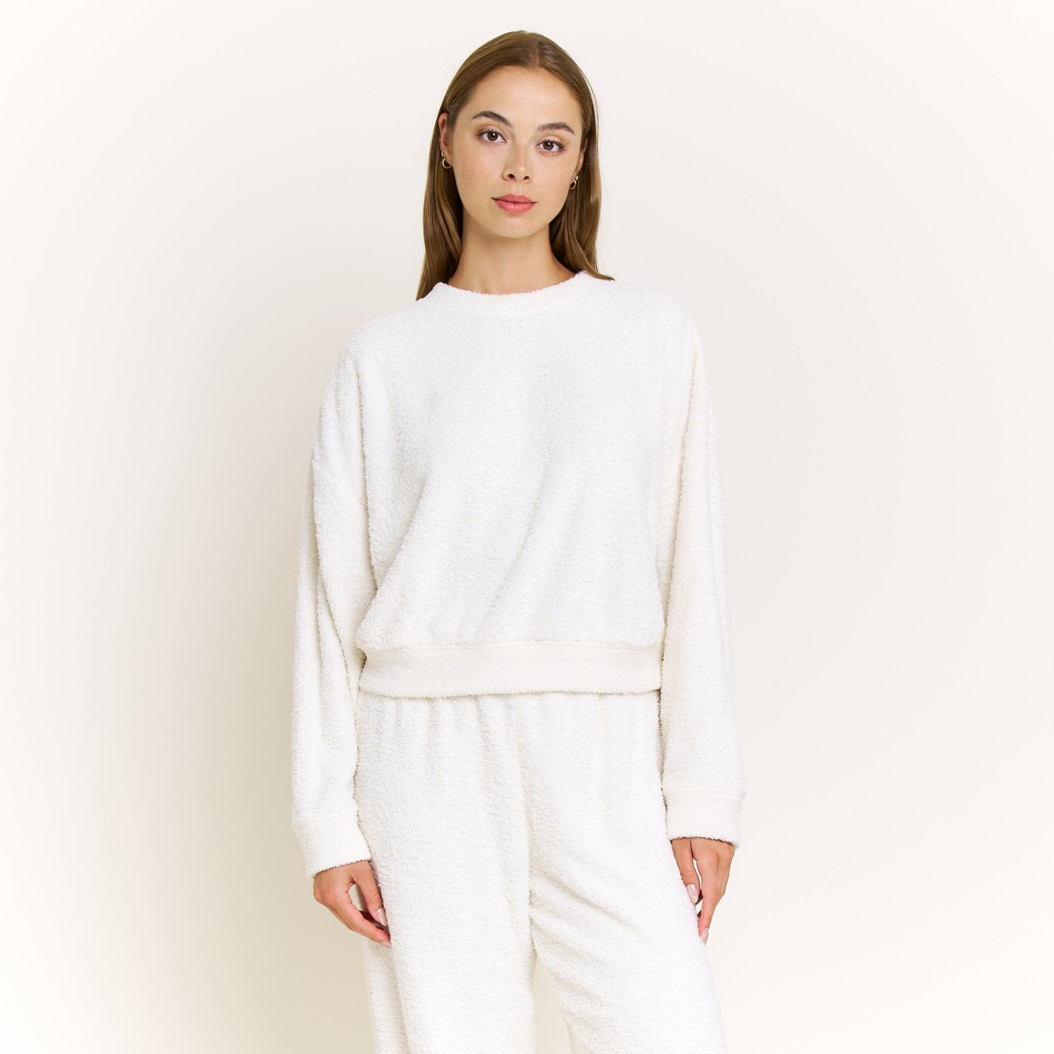 Comfort Queen Sweatshirt in Ivory from Honeydew Intimates