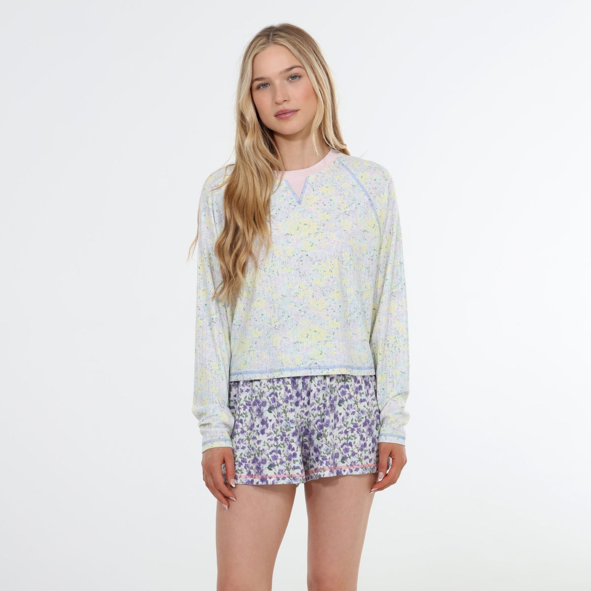 Cuddle Crew Short Set in Renewal Mix Floral from Honeydew Intimates